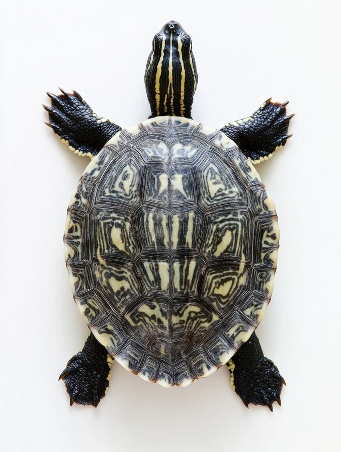 Turtle Observed from Above on a Clean White Background Featuring ...
