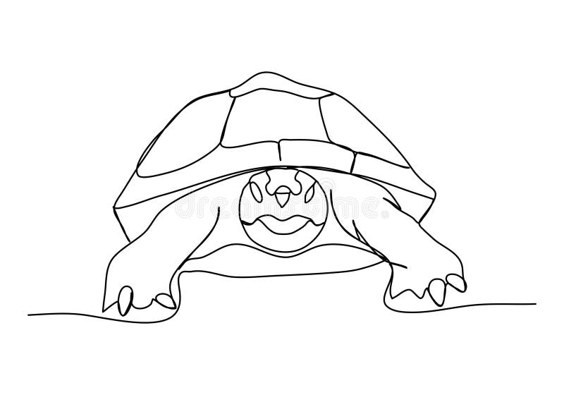 Turtle. One Line Drawing Vector Illustration Stock Illustration ...