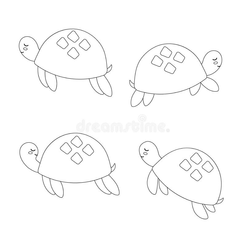 Turtle in Outline Style. Vector Illustration Stock Vector ...