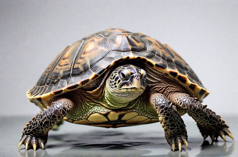 Turtle Over White Backgrouned Stock Image - Image of aquatic, color ...