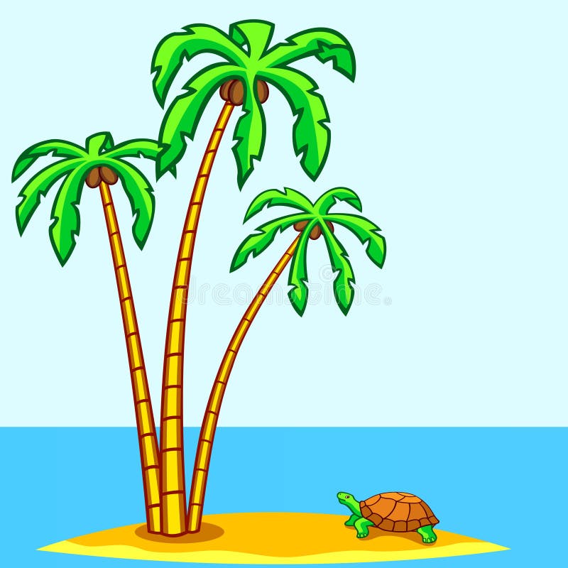 Turtle and palms stock vector. Illustration of reptile - 41638357