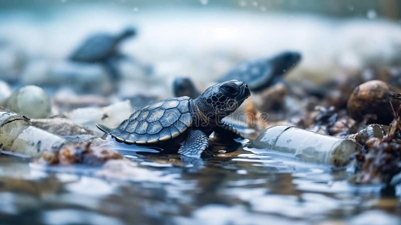Water Pollution Turtle Stock Illustrations – 1,046 Water Pollution ...
