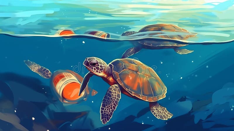 Water Pollution Turtle Stock Illustrations – 1,046 Water Pollution ...