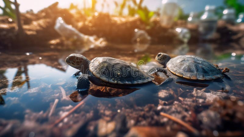 Water Pollution Turtle Stock Illustrations – 1,046 Water Pollution ...