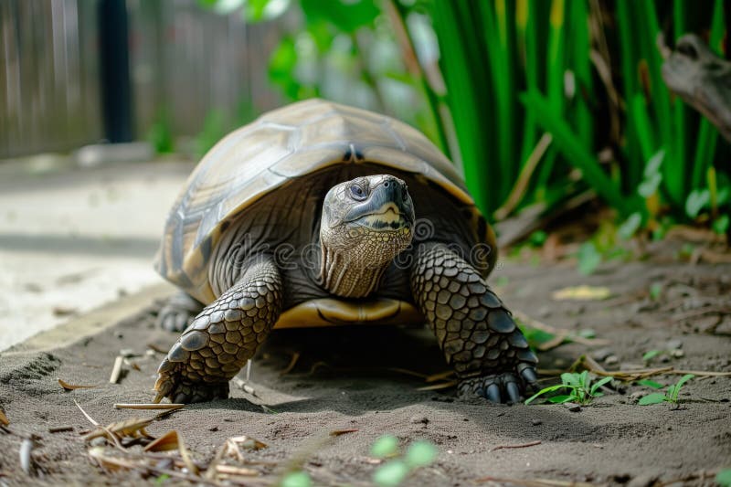 Turtle Plodding Forward, Head Extended Towards Camera Stock Photo ...