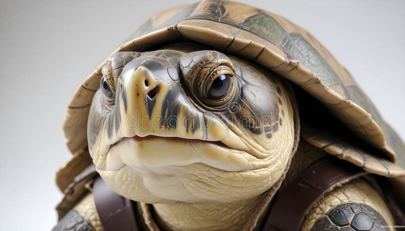 Turtle Portrait in Natural Underwater and Humorous Explorer Style with ...