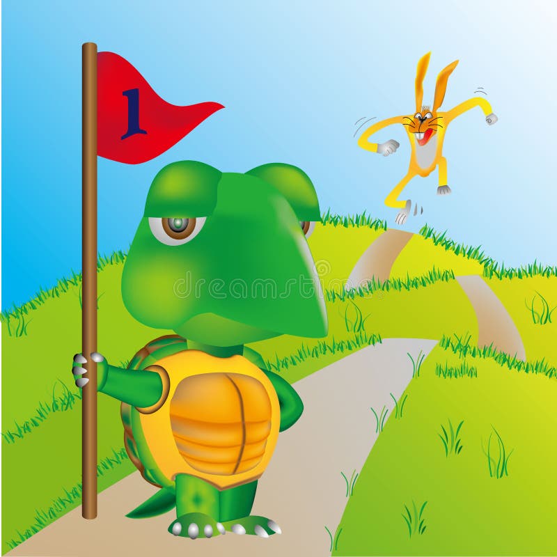 Turtle and rabbit stock vector. Illustration of hare - 10258089