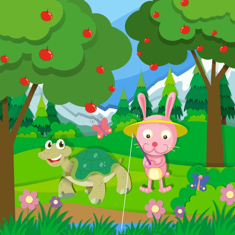 Turtle with a fishing rod stock vector. Illustration of beach - 42995824