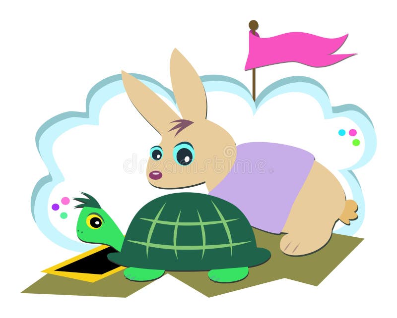 Turtle and Rabbit Race stock vector. Illustration of dirt - 20741371