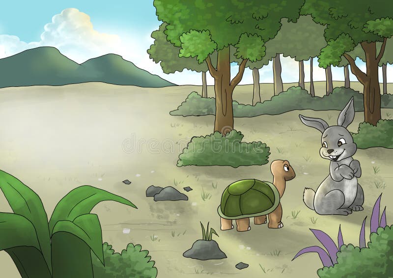 Turtle and Rabbit Ready To Run Illustrations Stock Illustration ...