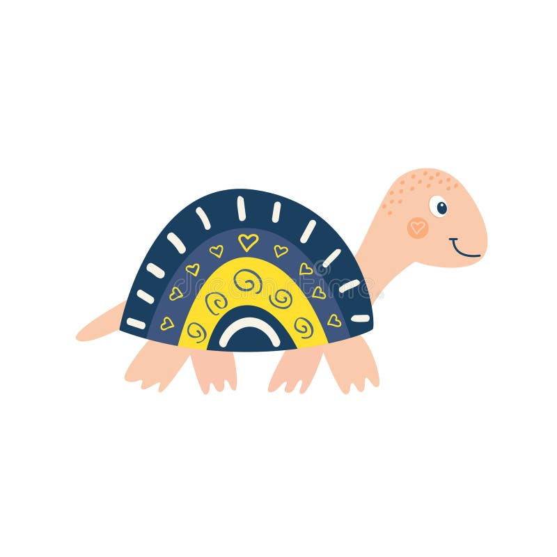 Turtle with a Rainbow Shell. Boho Decor for the Nursery Stock Vector ...