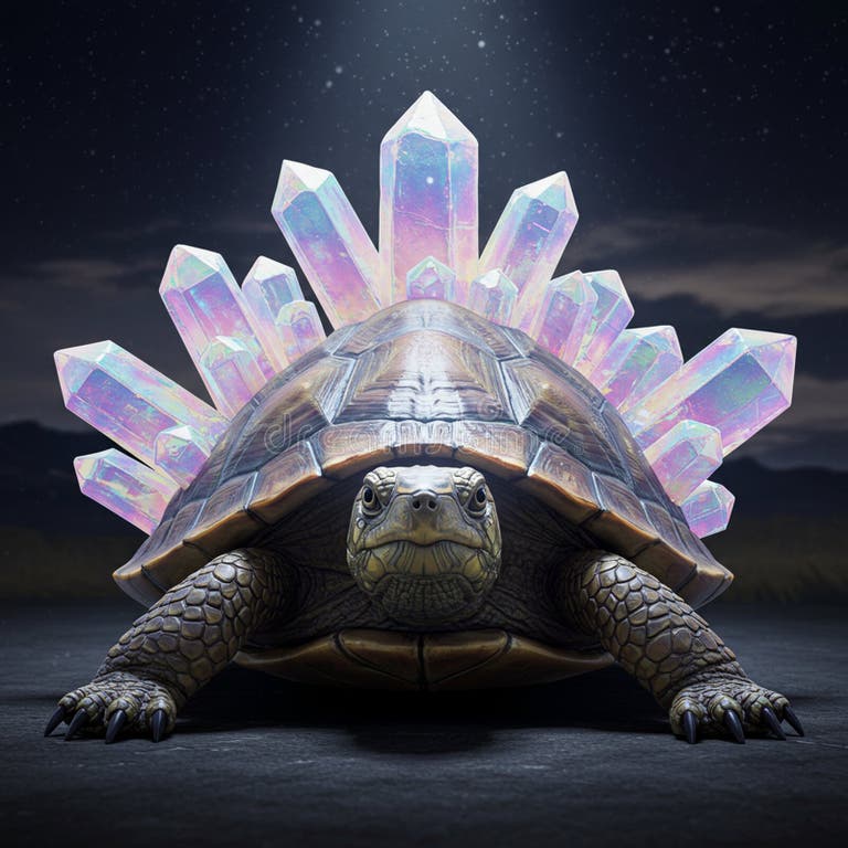 A Turtle with a Realistic Shell, Featuring Large, Vibrant Crystals ...
