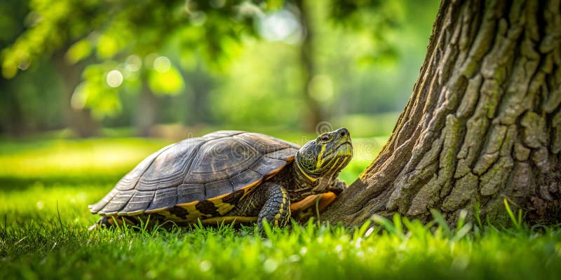 A Turtle Resting in the Shade of a Tree AI Generative Stock ...