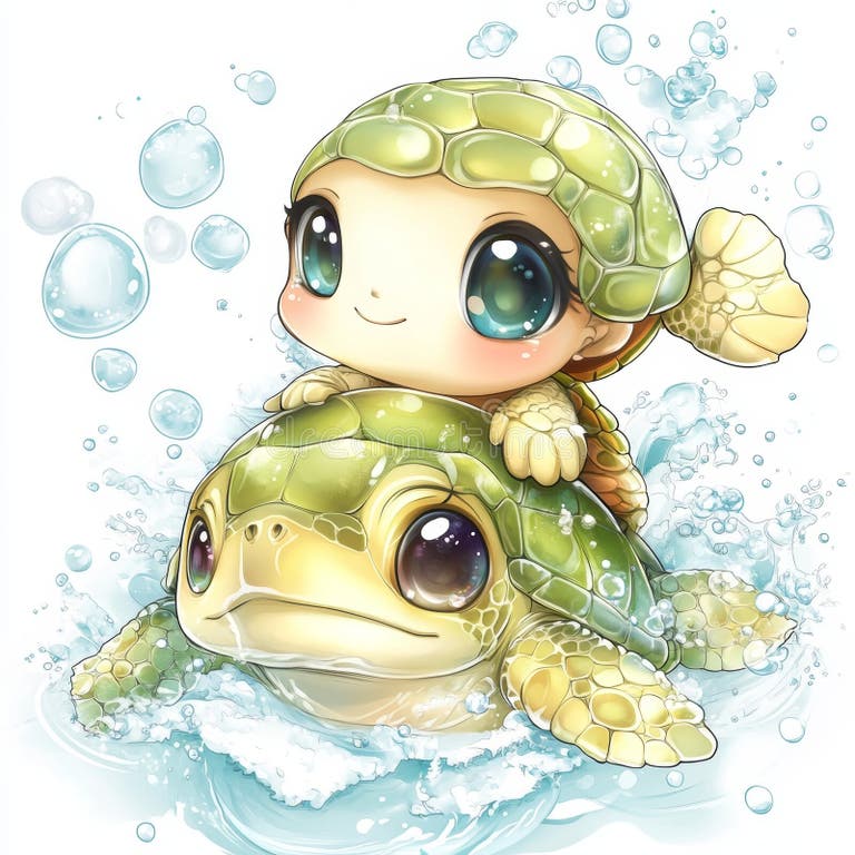 A Turtle Riding on Another Turtle, Set Against a White Backdrop. Stock ...