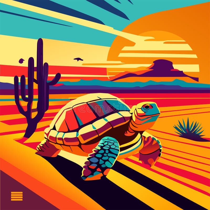 Turtle in the Desert with Sunny Weather Stock Illustration ...