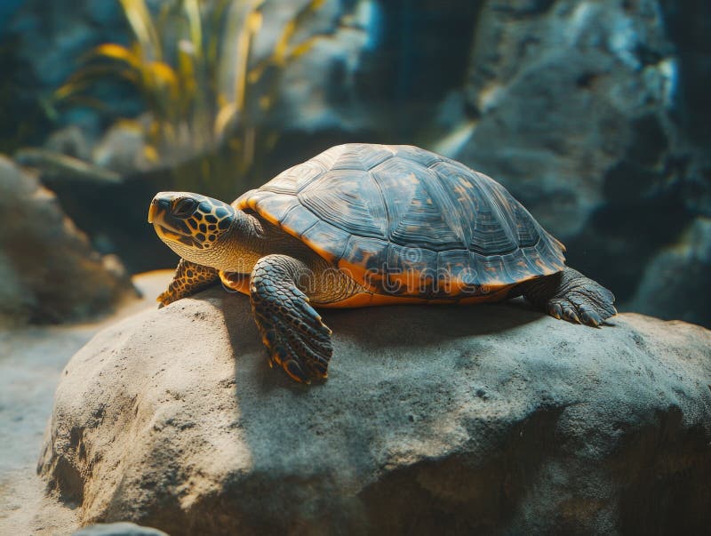 Turtle on Rock stock photo. Image of exploration, serenity - 378918868