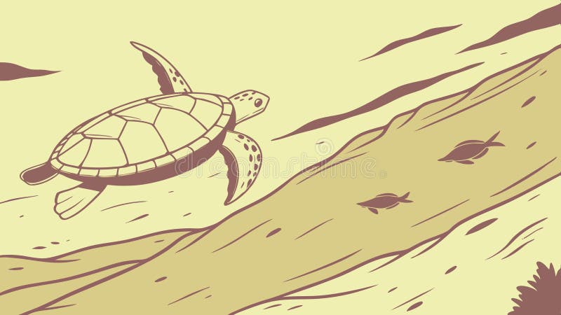 Turtle on Rolling Hill Vector Landscape, Vector Design Generative AI ...