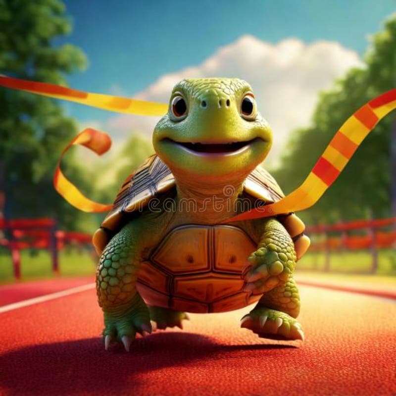 Turtle Running Finish Cartoon Stock Photo - Image of animal, finish ...