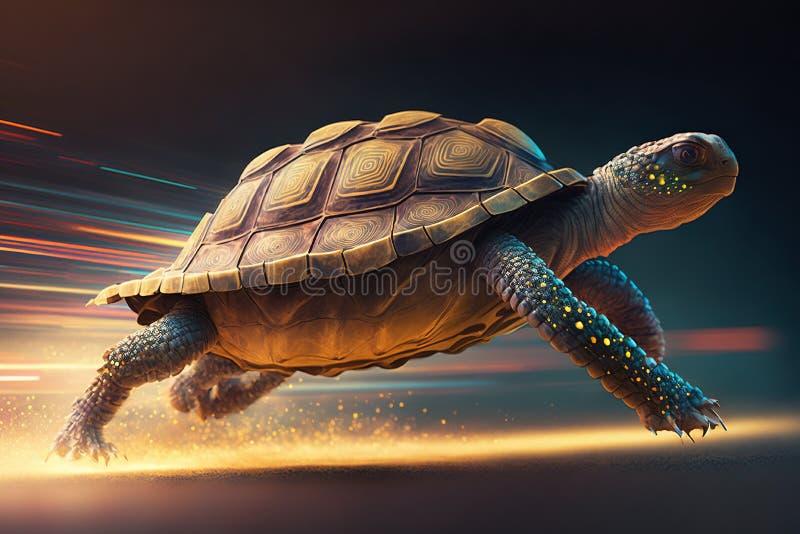 Turtle Running at Lightspeed. Generative AI Stock Illustration ...