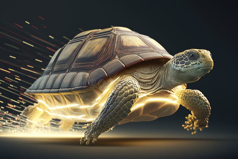 Turtle Running at Lightspeed. Generative AI Stock Illustration ...