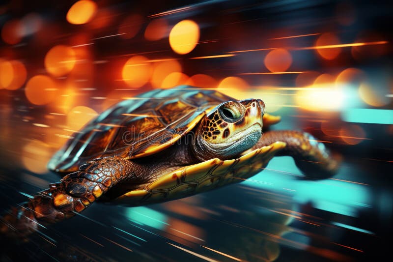 Turtle that Runs at the Speed of Light. Generative AI Stock ...