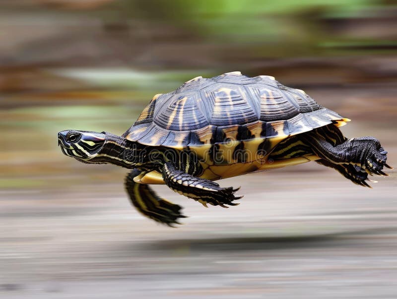 A Turtleâ€™s Journey through the Vibrant Woods in Slow Motion Stock ...