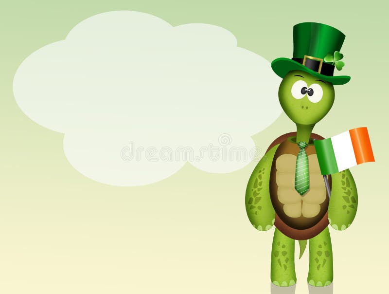 Turtle with Saint Patrick Hat and Irish Flag Stock Illustration ...