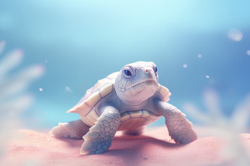 Turtle in the Sand. 3d Rendering, 3d Illustration Stock Image - Image ...