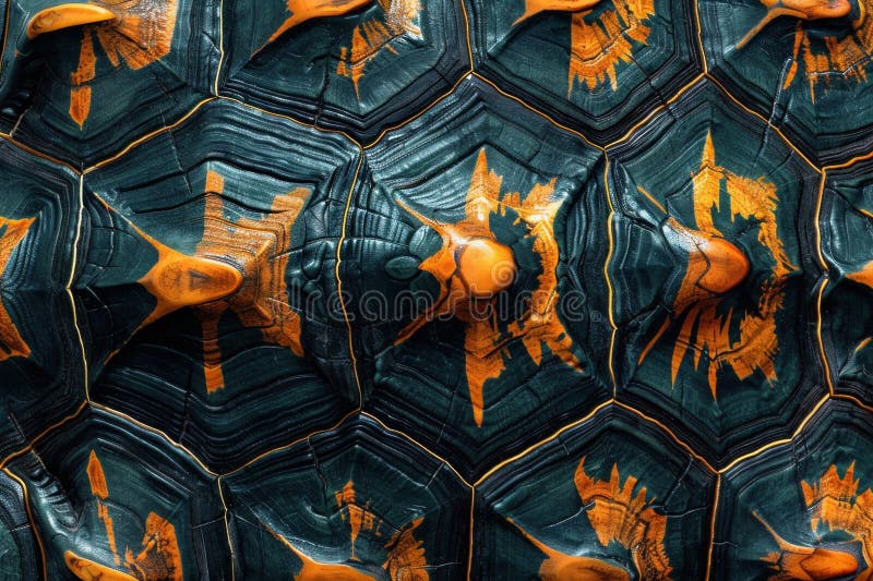 Turtle Shell Texture with Copy Space. Close-up Turtle Pattern. Reptile ...