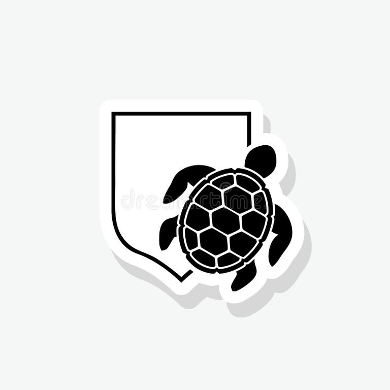 Turtle Shield Sticker Icon Sign for Mobile Concept and Web Design Stock ...