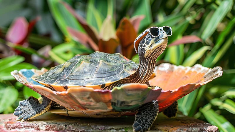Cool Turtle in a Shell with Sunglasses Stock Illustration ...