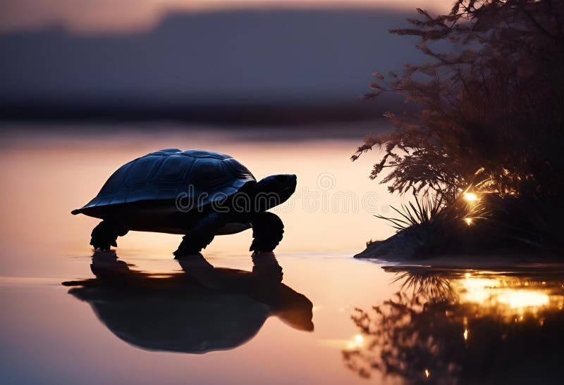 Turtle Basking on Green Pond Vegetation. Stock Photo - Image of basking ...