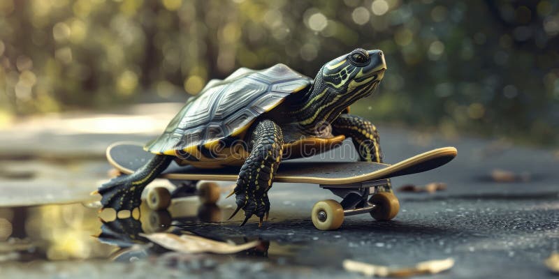 Turtle Skateboarding. Created by Generative Artificial Intelligence ...