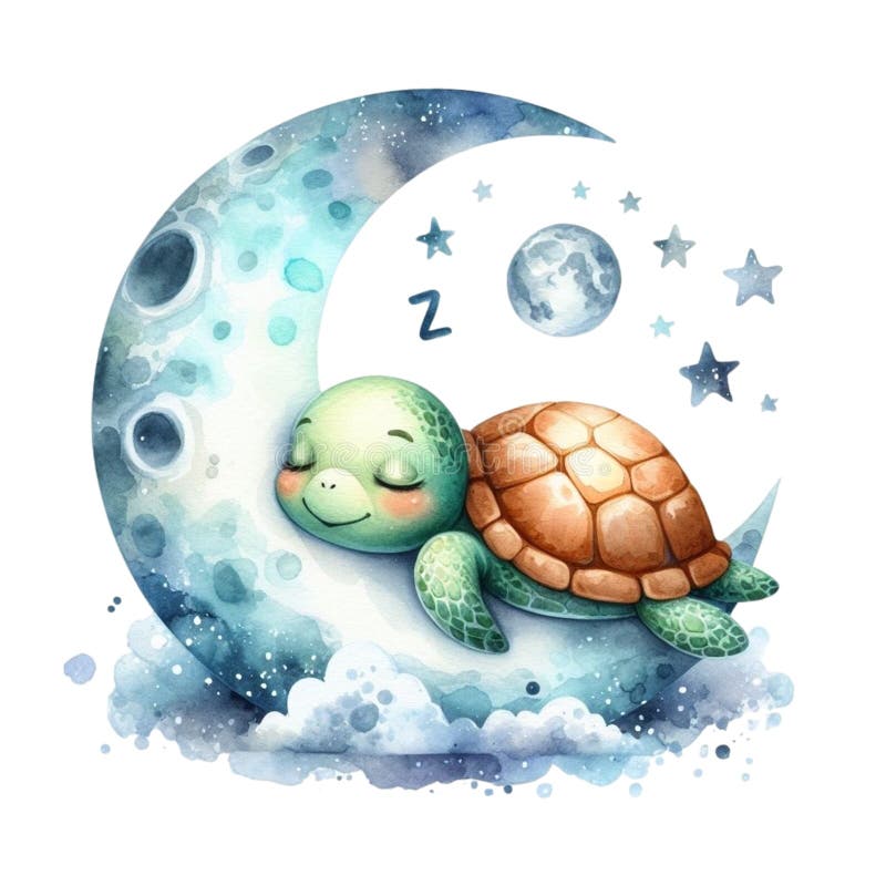 Turtle Sleeping on the Moon Stock Vector - Illustration of turtle, wild: 319061667