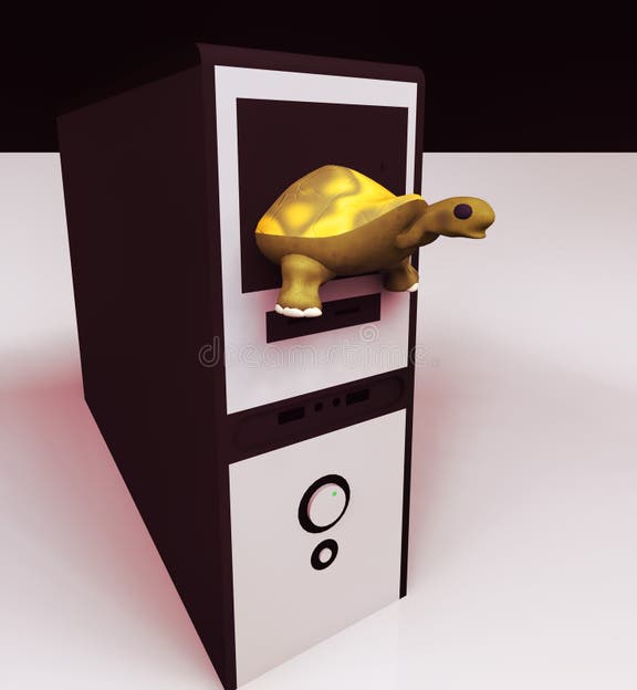 Turtle and Slow Computer with Keyboard, Slow Internet 3d Rendering ...