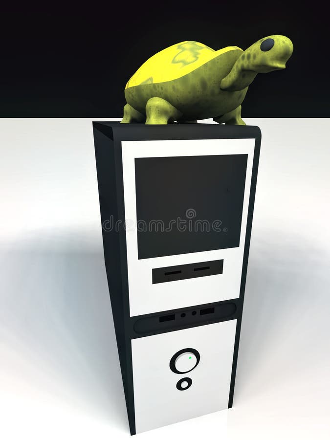 Turtle and Slow Computer with Keyboard, Slow Internet 3d Rendering ...