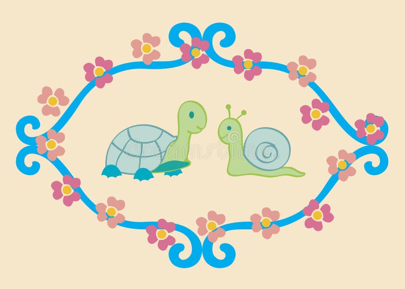 Turtle and snail stock vector. Illustration of love, greeting - 7513661