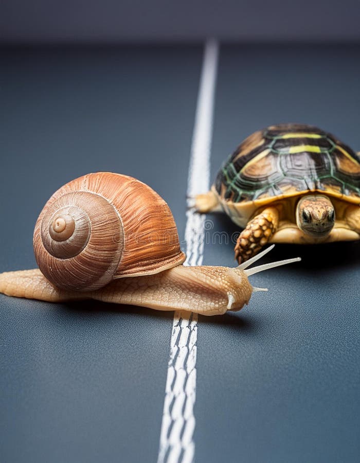 A Turtle and a Snail are about To Start a Race Stock Illustration ...