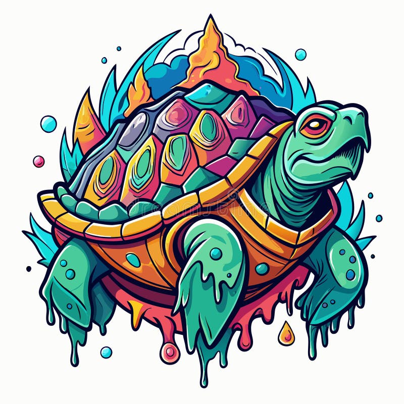 A Turtle with Spikes on Its Shell and Dripping Colors from Its Claws ...