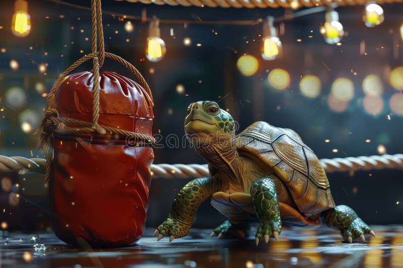 A Turtle is Standing in Front of a Red Boxing Bag with Generative AI ...