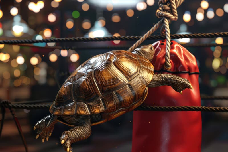 A Turtle is Standing in Front of a Red Boxing Bag with Generative AI ...