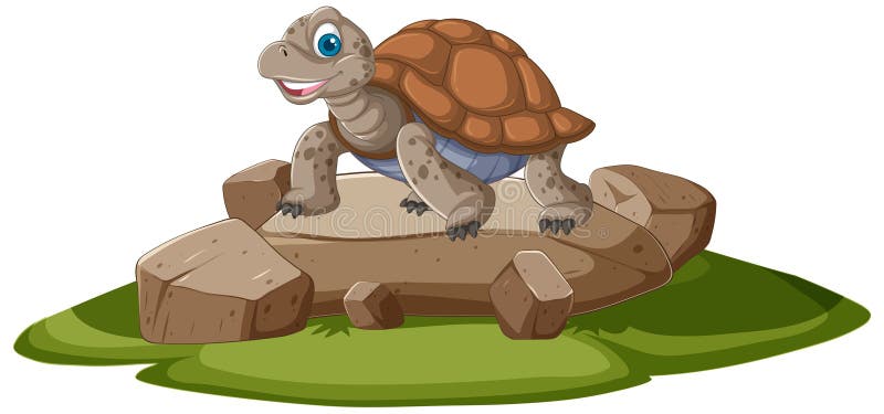 A Turtle Standing on a Rock Stock Vector - Illustration of environment ...