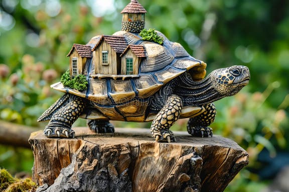 A Turtle Statue with a House on Top of it. Generative AI Stock Photo ...