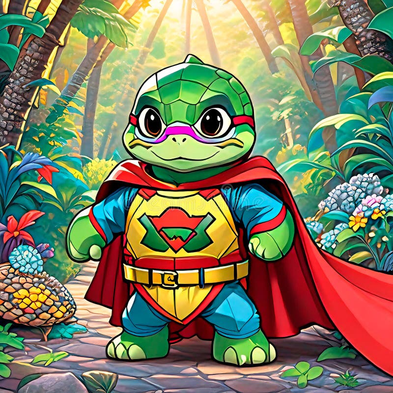 Turtle is a superhero stock illustration. Illustration of hero - 301774414