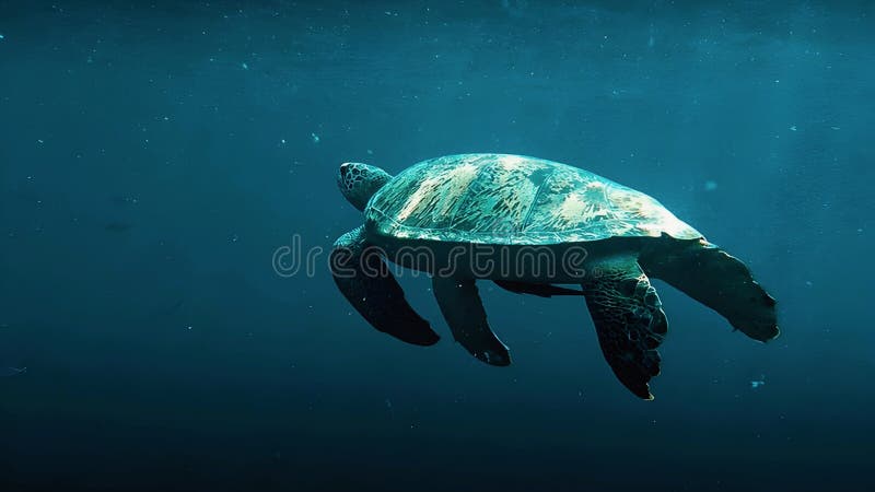 Turtle is Swimming in the Blue Sea Stock Photo - Image of blue, reptile ...