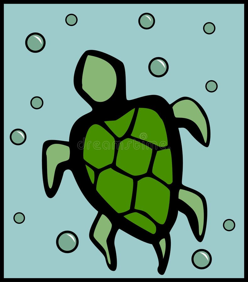 Turtle Swimming with Bubbles. Vector Available Stock Vector ...