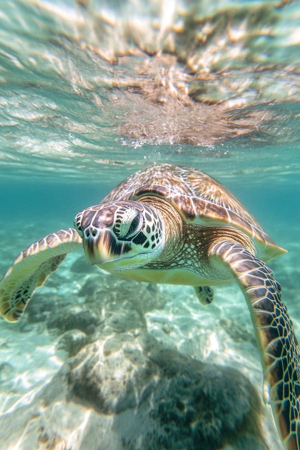 Turtle is Swimming in the Ocean Stock Photo - Image of underwater, reef ...