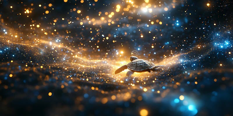 Turtle Swimming in an Ocean of Stars, Leaving a Trail of Cosmic Light ...