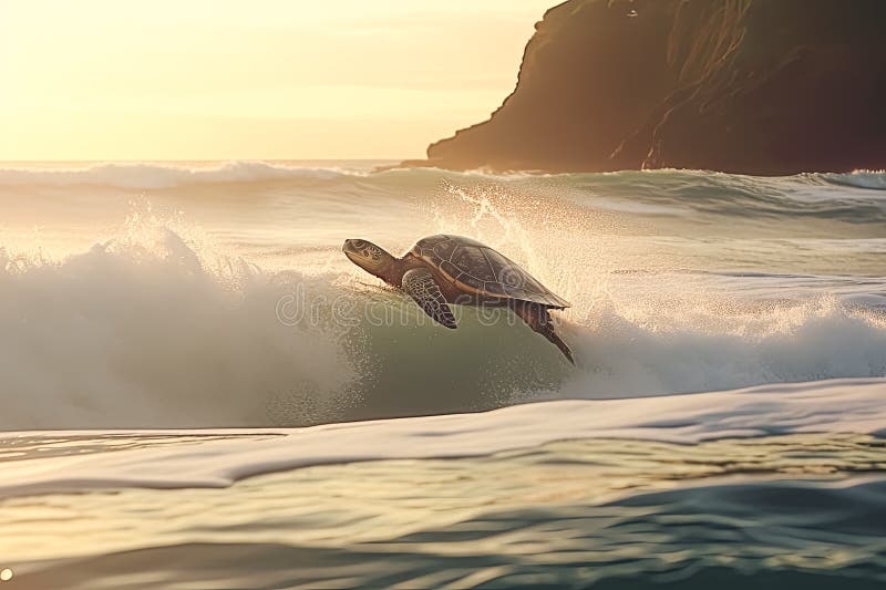 A Turtle is Swimming in the Ocean. Stock Photo - Image of action ...