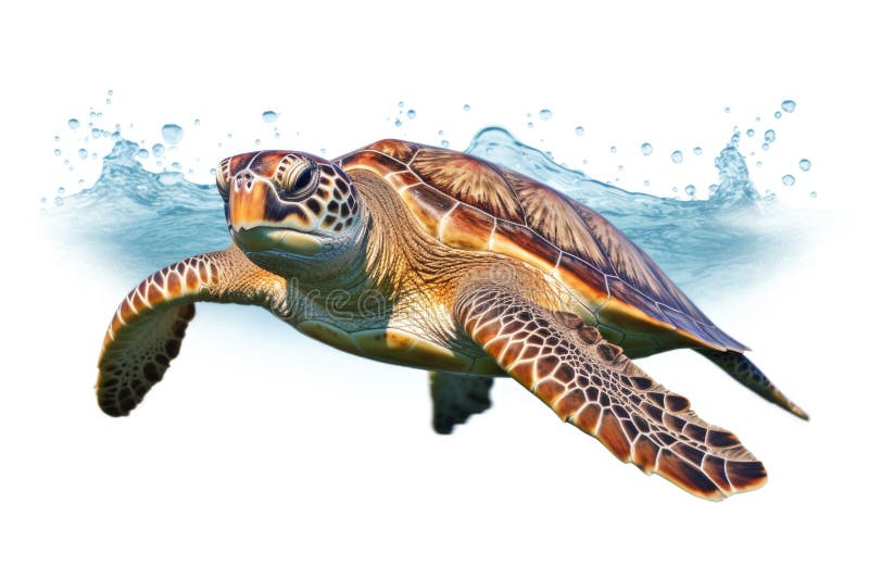 A Turtle Swimming in the Water with Bubbles Stock Illustration ...